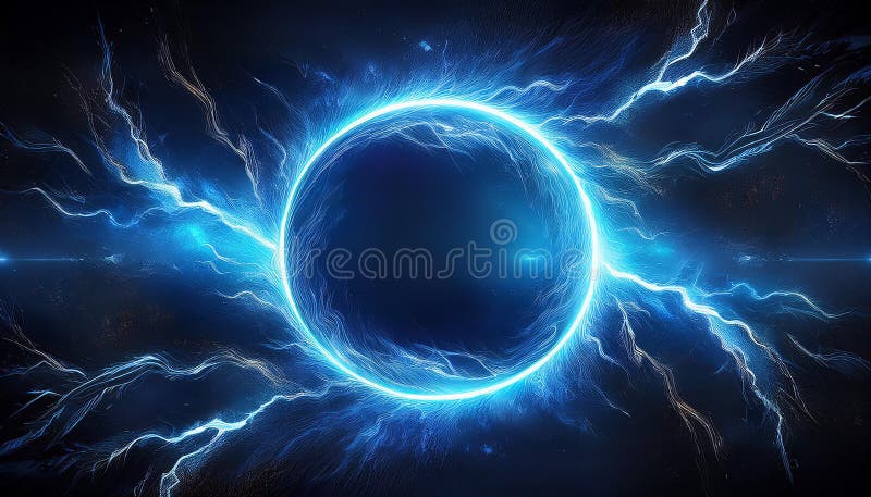 Abstract Blue Lightning Circle on Dark Backdrop. Mysterious Shape Stock ...