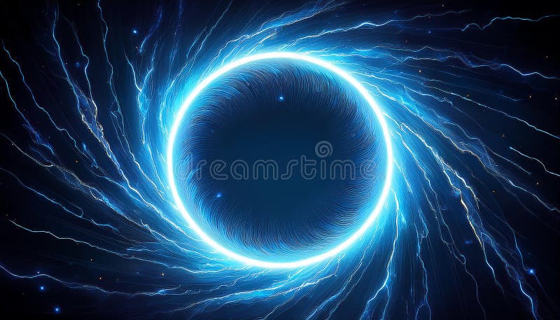 Abstract Blue Lightning Circle on Dark Backdrop. Mysterious Shape Stock ...
