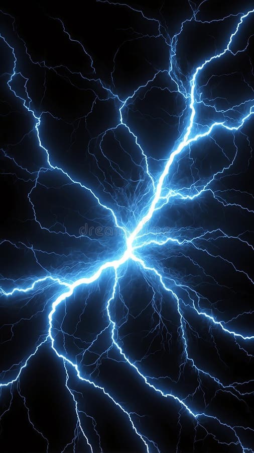Abstract Blue Lightning Design in Black Ai Generated Stock Illustration ...