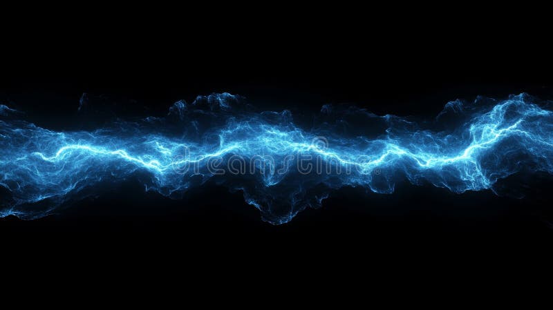 Abstract Blue Lightning Energy on Black Backdrop Stock Illustration ...