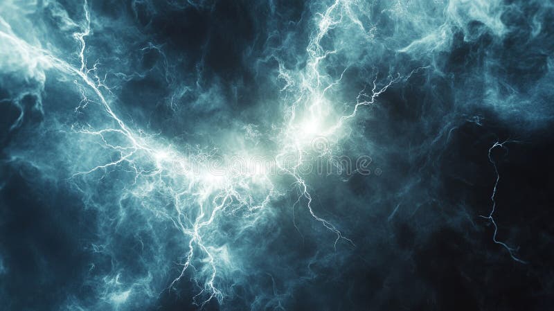Abstract Blue Lightning Storm Digital Art Energy Background Texture ...