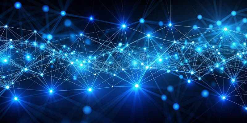 Abstract Blue Lights Dots Linked by Wire Background AI-Created Content ...