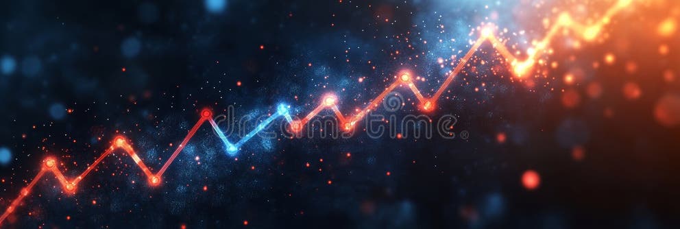 Abstract Blue Line Graph with Sharp Upward Climb and Intense Orange ...