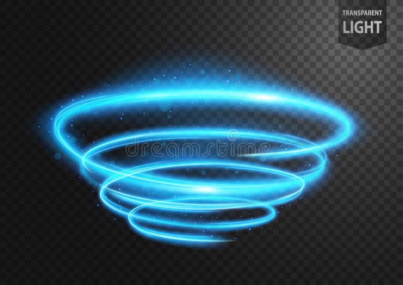 Abstract Blue Line of Light with Blue Sparks, on a Transparent ...