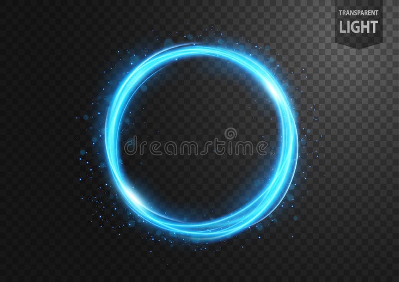 Abstract Blue Line of Light with Blue Sparks, on a Transparent ...