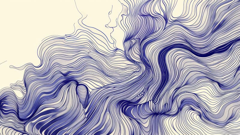 Abstract Blue Line Waves Pattern Background Design Stock Illustration ...