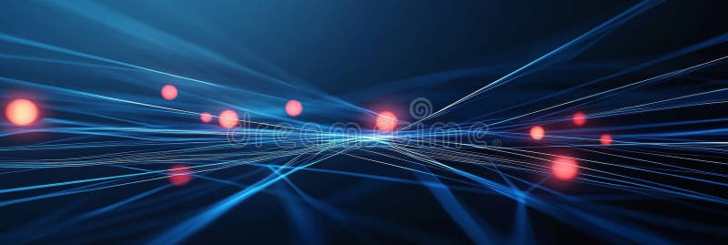 Abstract Blue Lines with Glowing Red Dots, Digital Data Transfer ...
