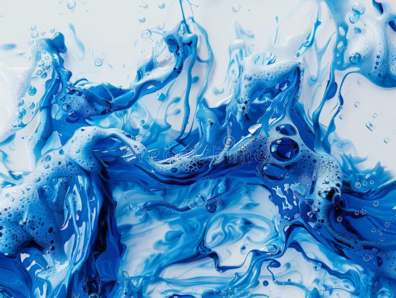 Abstract Blue Liquid with Bubbles and Swirls Stock Illustration ...