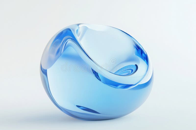 Abstract Blue Liquid Forming a Sphere on White Background Stock ...
