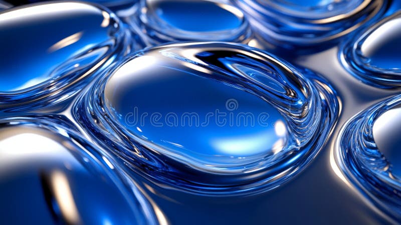 Abstract Blue Liquid Like Bubble Formations with High Gloss Textures ...