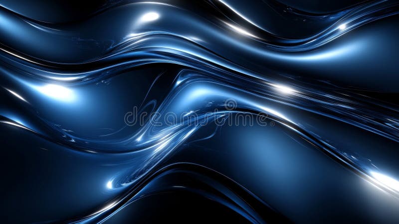 Abstract Blue Liquid Metal Swirling Waves Design Stock Illustration ...