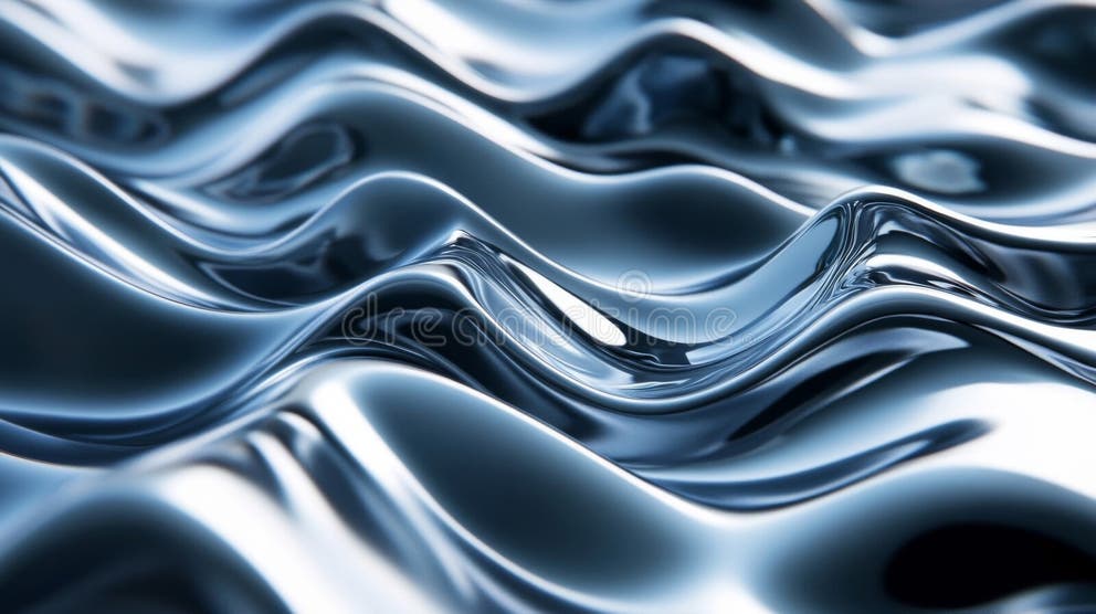 Abstract Blue Liquid Metal Waves Texture Stock Illustration ...