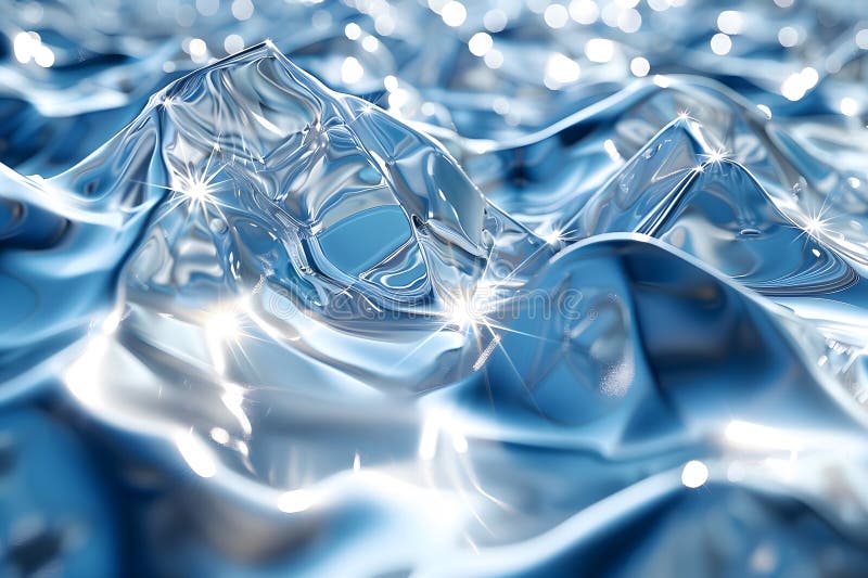 Abstract Blue Liquid Texture with Sparkling Light Reflections for ...