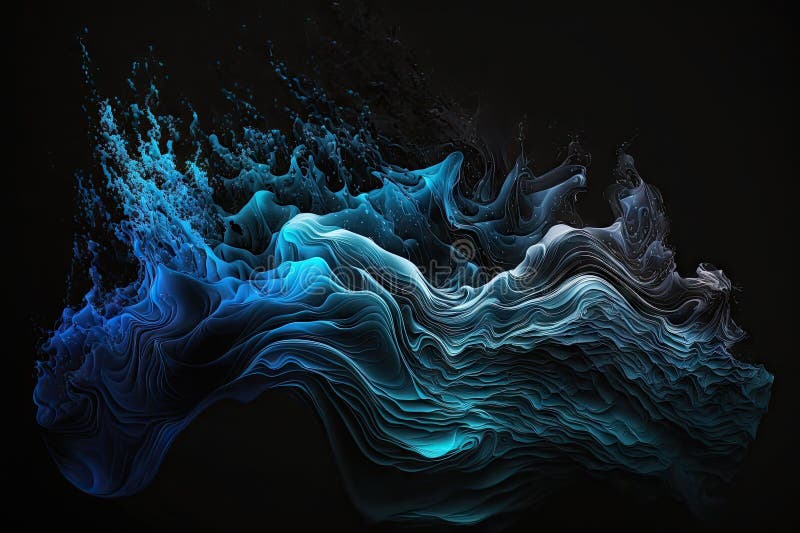 Abstract Blue Liquid Wave on Black Background Stock Illustration ...