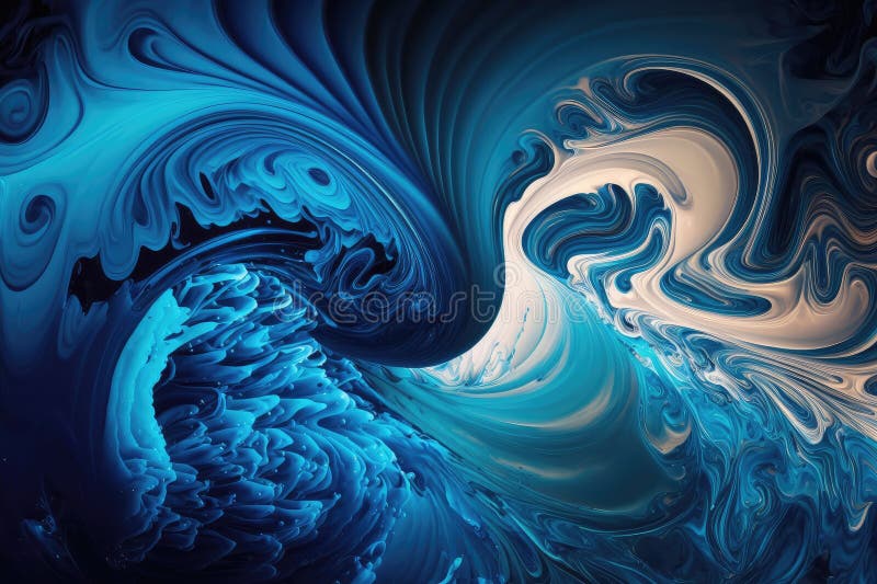 Abstract, Blue Liquids Swirl Together in a Hypnotic Motion Stock ...