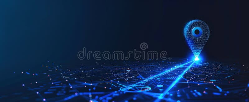 Abstract Blue Location Point or Map Pin on Path Digital Marketing ...
