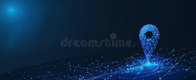 Abstract Blue Location Point or Map Pin on Path Digital Marketing ...