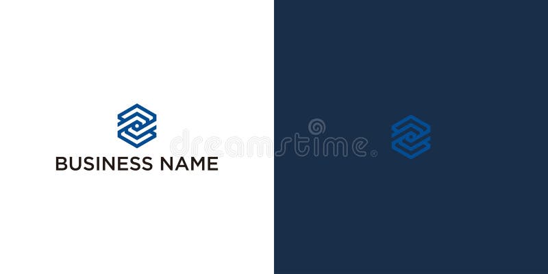 Abstract Blue Logo Design on White and Dark Blue Background. Stock ...