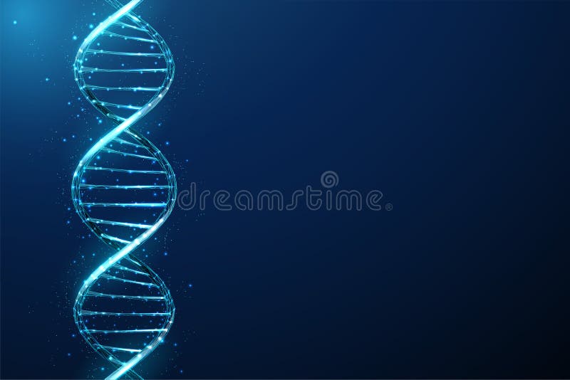 Abstract Blue Low Poly DNA Molecule Helix Structure Stock Illustration ...