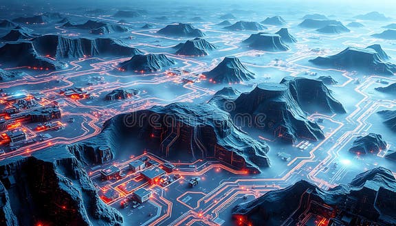 Abstract Blue Map Lines, Representing Geography and Data Visualization ...