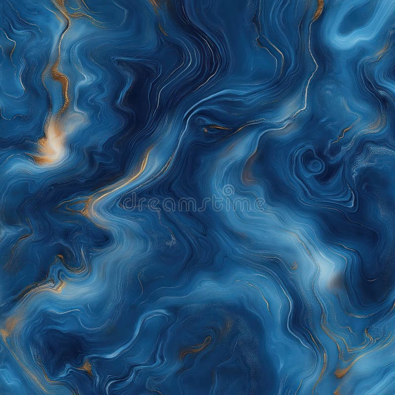 Abstract Blue Marble Texture. Intricate Patterns with Gold Highlights ...