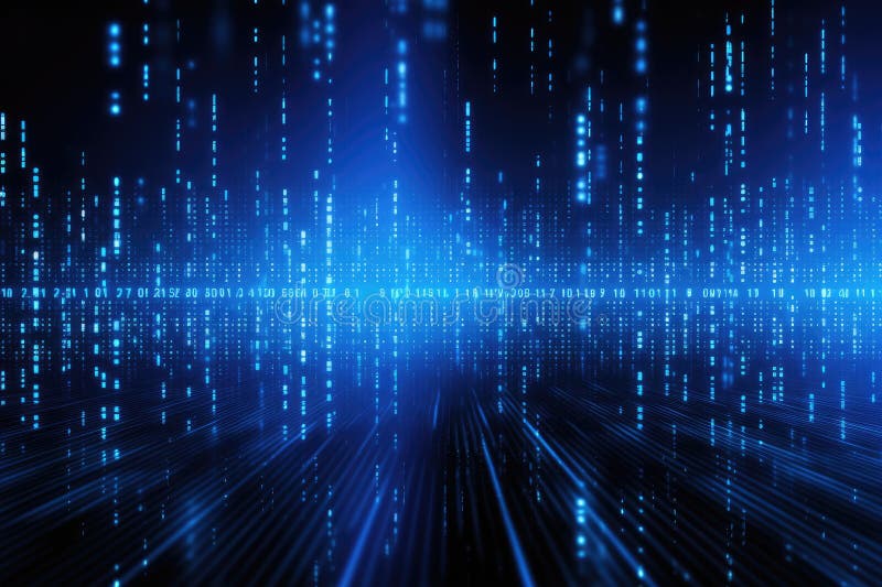 Abstract Blue Matrix Digital Technology Background. 3d Rendering ...