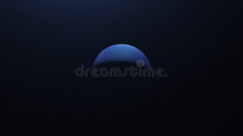Abstract Blue Mercury Planet Rotating in Dark Endless Outer Space ...