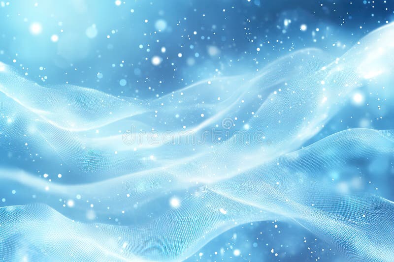 Abstract Blue Mesh Wave with Bokeh, Glittering Particles, Light and ...