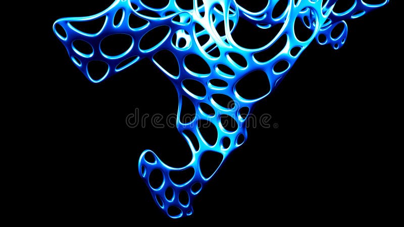 Abstract Blue Metal Mesh on a Black Background. 3d Illustration, 3d ...