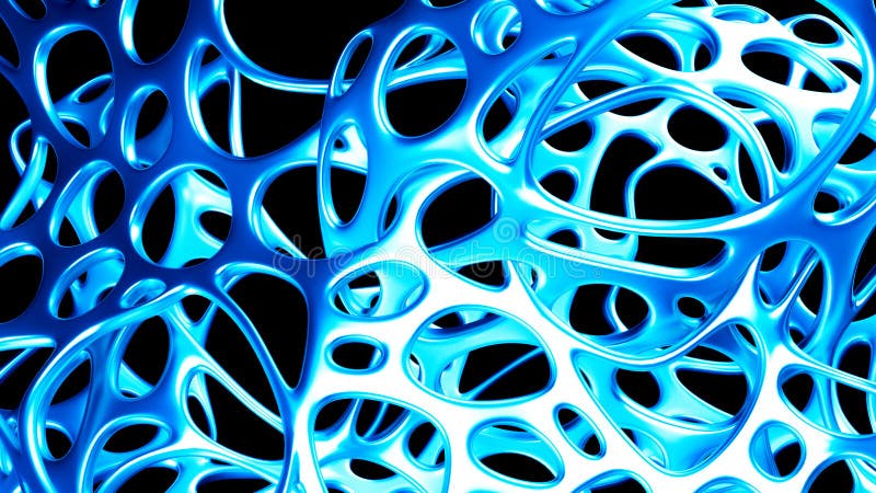 Abstract Blue Metal Mesh on a Black Background. 3d Illustration, 3d ...