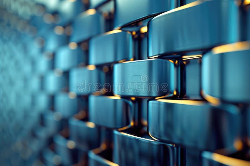 Abstract Blue Metallic Blocks Pattern, Modern Interlocking Design Stock ...