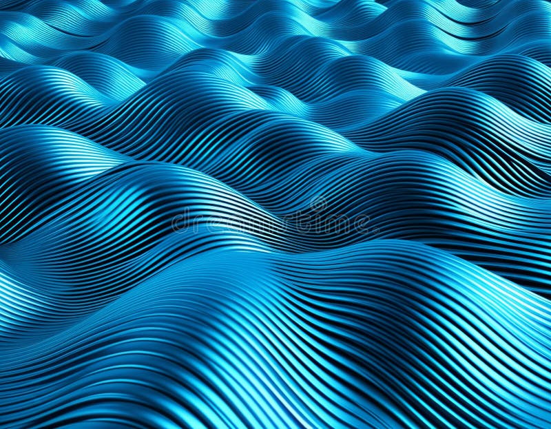 Abstract Blue Metallic Curve Waves Background 3d Render Stock ...