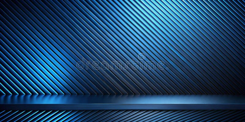 Abstract Blue Metallic Diagonal Striped Background with Display Shelf ...