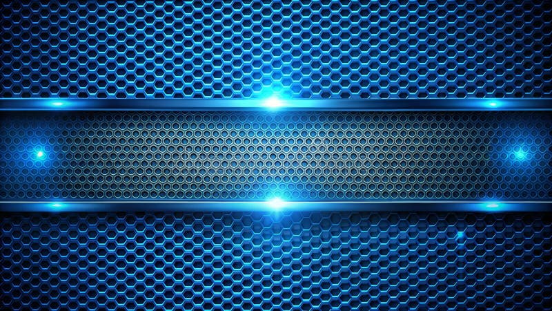 Abstract Blue Metallic Hexagon Pattern with Glowing Accents. Generative ...