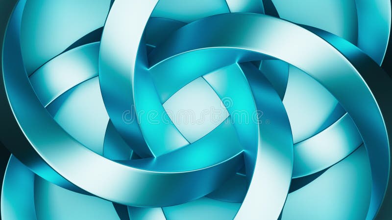 Abstract Blue Metallic Infinity Rings Chain Rotation. Never Ending ...