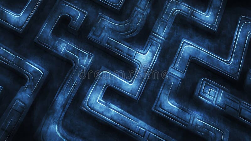 Abstract Blue Metallic Maze Pattern Design Stock Illustration ...