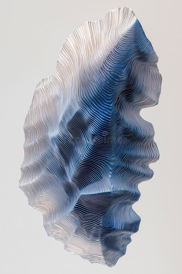 Abstract Blue Metallic Textured Oyster Shell in Layered Waves Stock ...