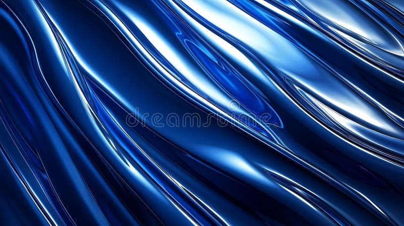 Abstract Blue Metallic Waves with Glossy Liquid Texture, Modern Design ...