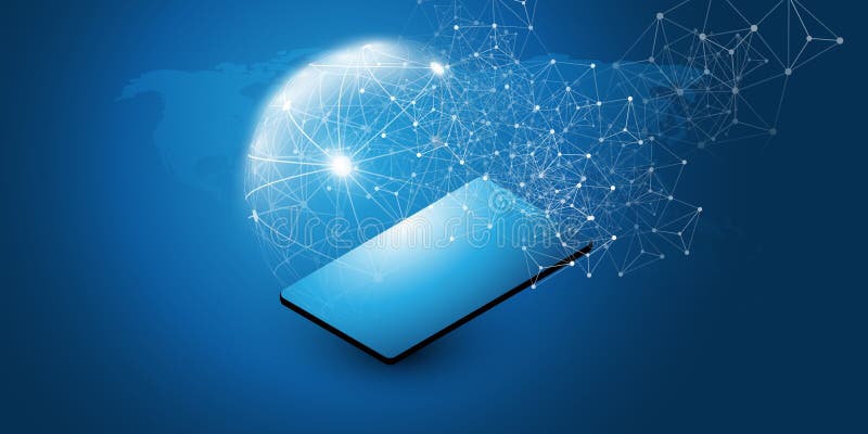 Abstract Blue Minimal Style Cloud Computing Networks Structure Telecommunications Concept