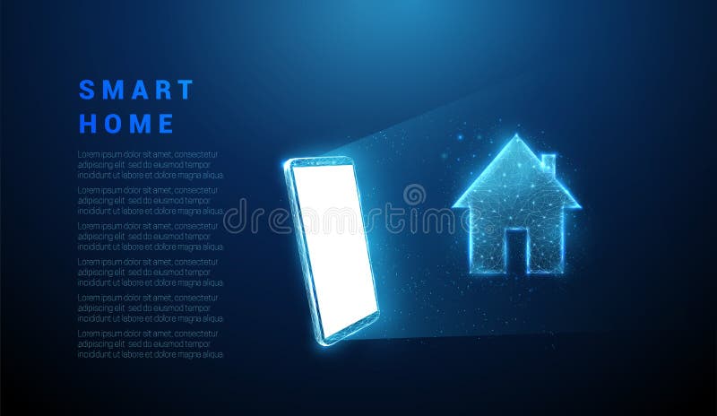 Abstract Blue Mobile Phone with House Icon Stock Illustration ...