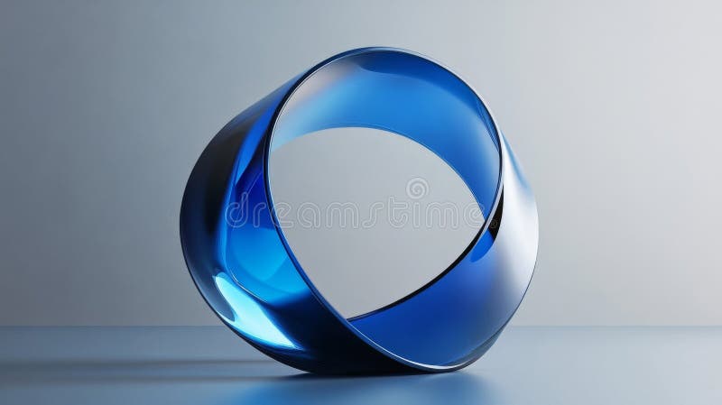 Abstract Blue Mobius Strip with Smooth Surface and Clean Background in ...