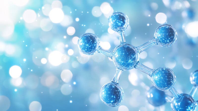 Abstract Blue Molecular Structure on Bright Background Stock ...