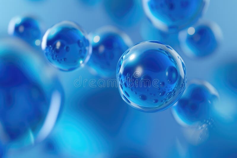 Abstract Blue Molecular Structure in Close-up View Stock Illustration ...