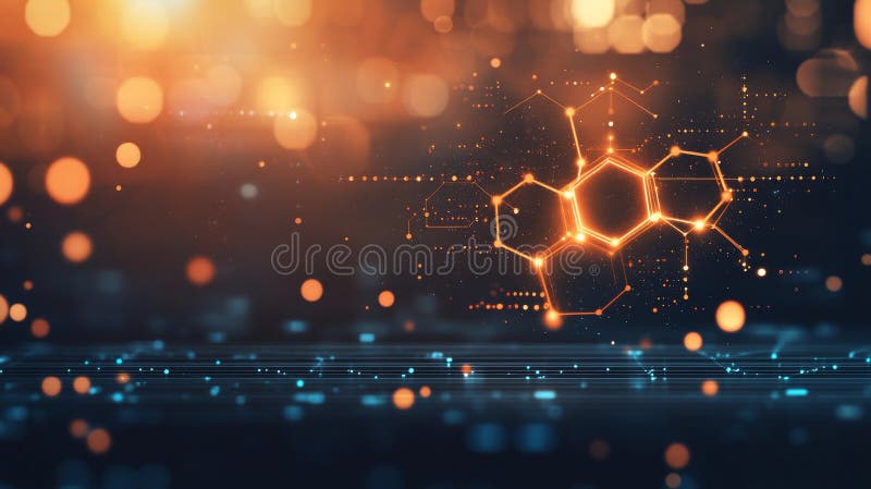 Abstract Blue Molecular Structure Generated by AI for Scientific ...