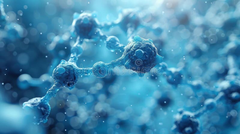 Abstract Blue Molecule Structure - Generative Ai Stock Illustration ...