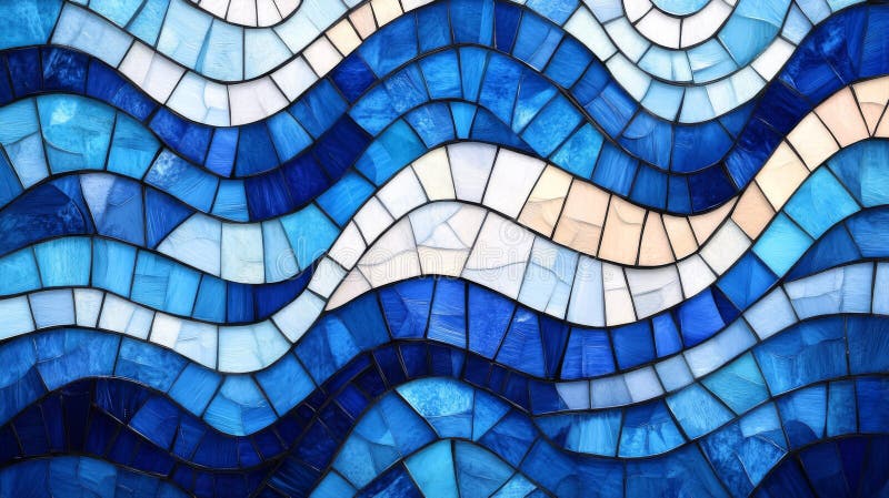 Abstract Blue Mosaic Pattern of Interlocking Waves Stock Illustration ...
