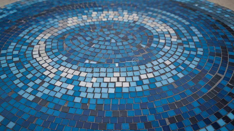 Abstract Blue Mosaic Tile Pattern, Circular Design High Quality Image ...