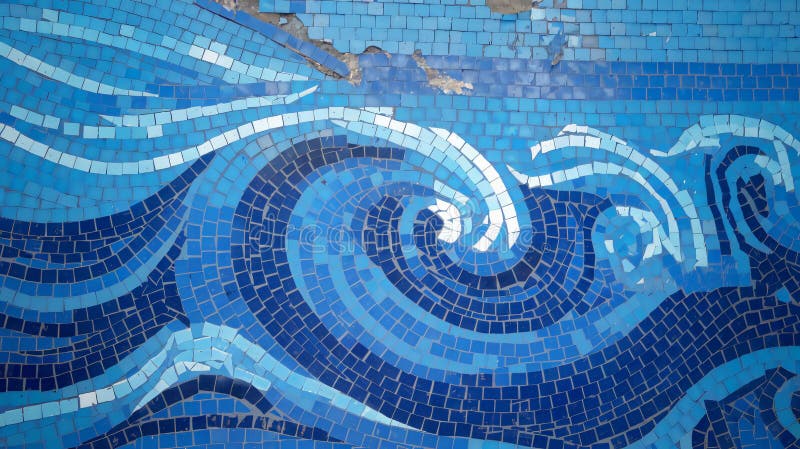 Abstract Blue Mosaic Tile Wave Pattern, Artistic Good Resolution Stock ...