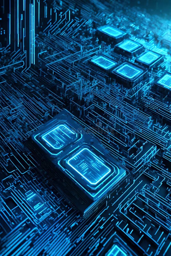 Abstract Blue Futuristic Chipset Electronic Lines Pattern Design ...