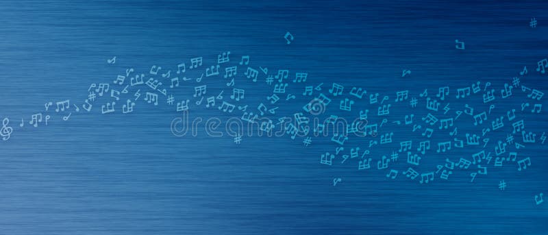 Abstract Blue Music Background with Flying Notes Stock Photo - Image of ...